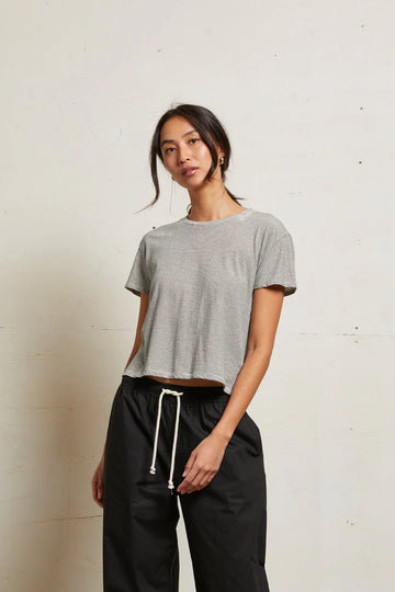 PERFECT WHITE TEE - Harley Boxy Crew Tee IVORY/BLACK STRIPE – Cint Boutique